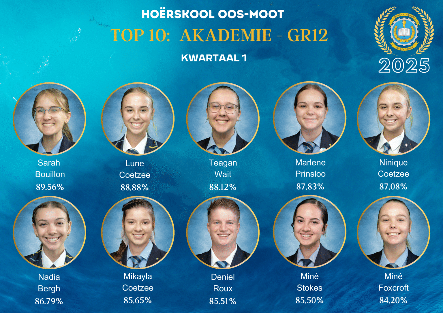TOP 10 – AKADEMIE – Hoërskool Oos-Moot